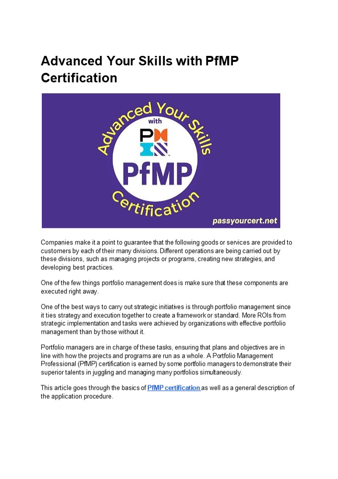 Advanced Your Skills with PfMP Certification presentation | free to ...