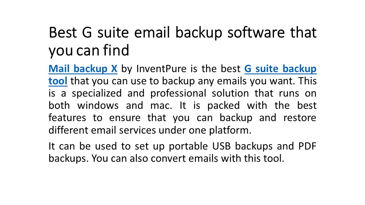 PPT – G Suite Backup Tool PowerPoint presentation | free to download - id: 955091-YjdjY