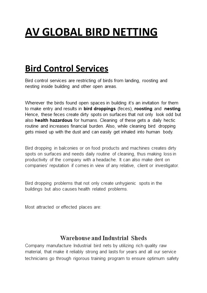 BIRD CONTROL SERVICES presentation | free to download