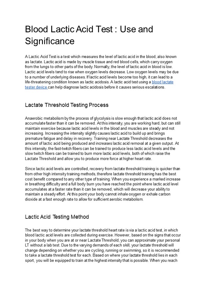 PPT – Quickest Blood Lactate Measurement Device | Lactate Meter | Sensa ...