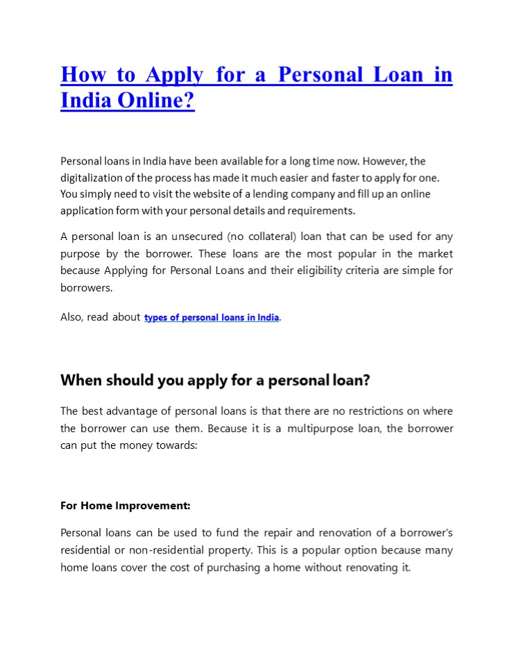 How to Apply for a Personal Loan in India Online? presentation | free to download