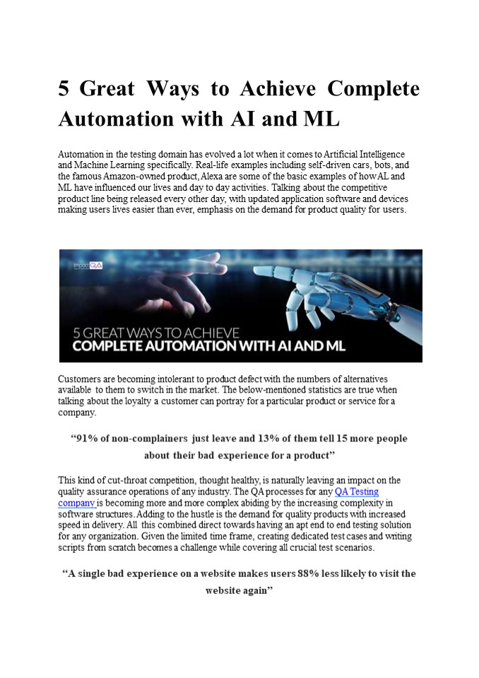 PPT – 5 Great Ways to Achieve Complete Automation with AI and ML ...