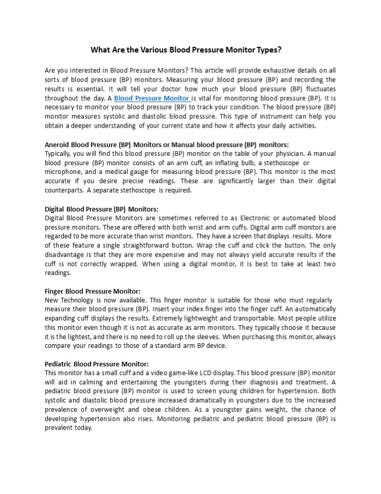 What Are the Various Blood Pressure Monitor Types? presentation | free ...