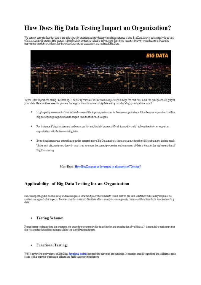 PPT – How Does Big Data Testing Impact an Organization PowerPoint ...