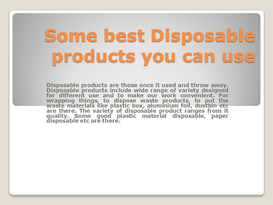 PPT – BEST DISPOSABLE PRODUCT YOU CAN USE PowerPoint presentation ...
