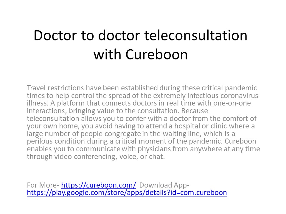 PPT – Doctor to doctor teleconsultation with Cureboon PowerPoint ...