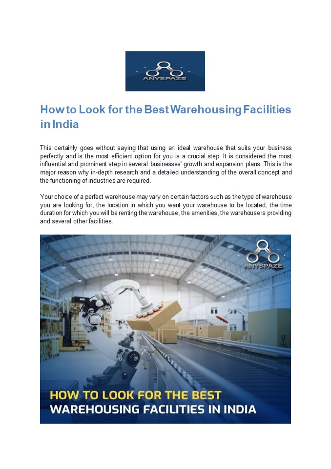 PPT – How to Look for the Best Warehousing Facilities in India ...