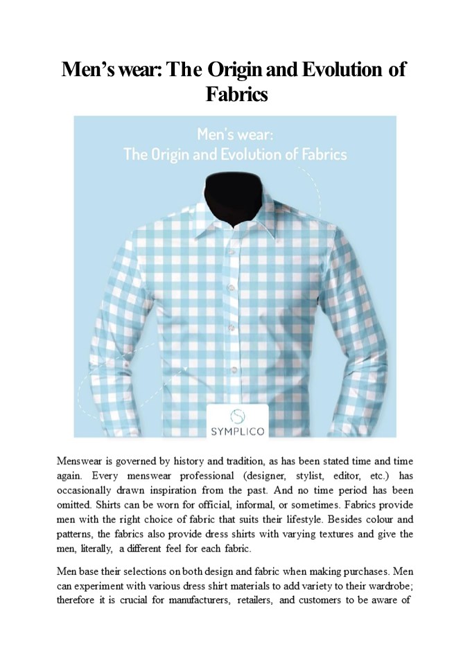 Men’s wear: The Origin and Evolution of Fabrics presentation | free to ...