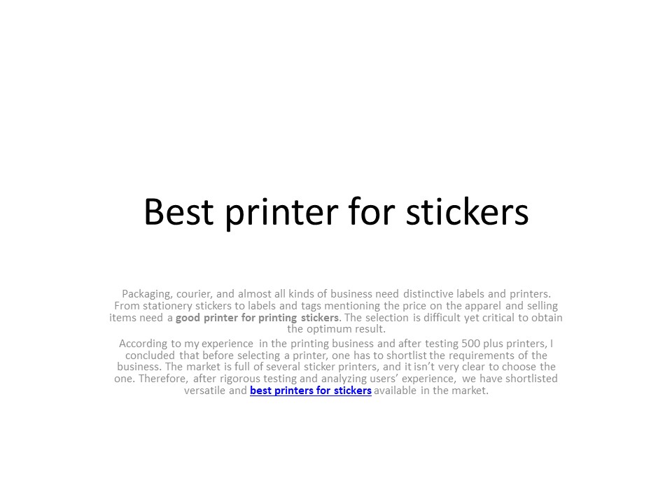 Best printer for stickers presentation | free to download