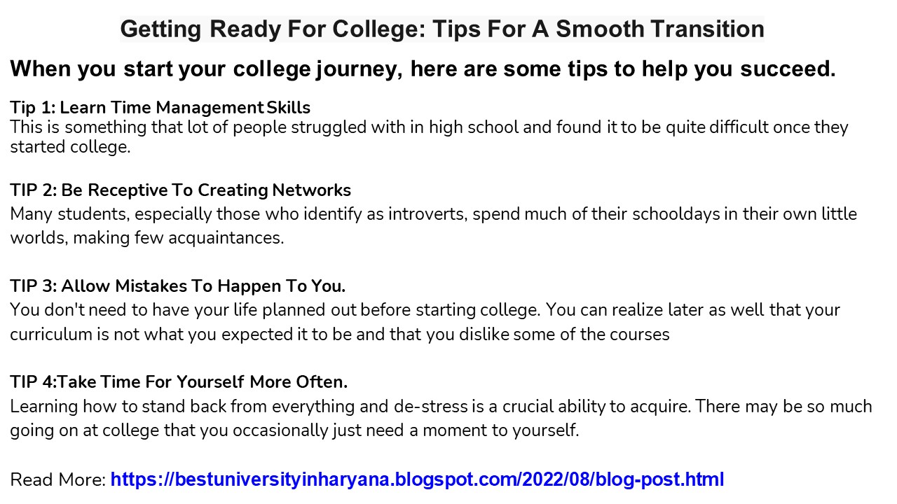 PPT – Getting Ready For College: Tips For A Smooth Transition PowerPoint presentation | free to ...