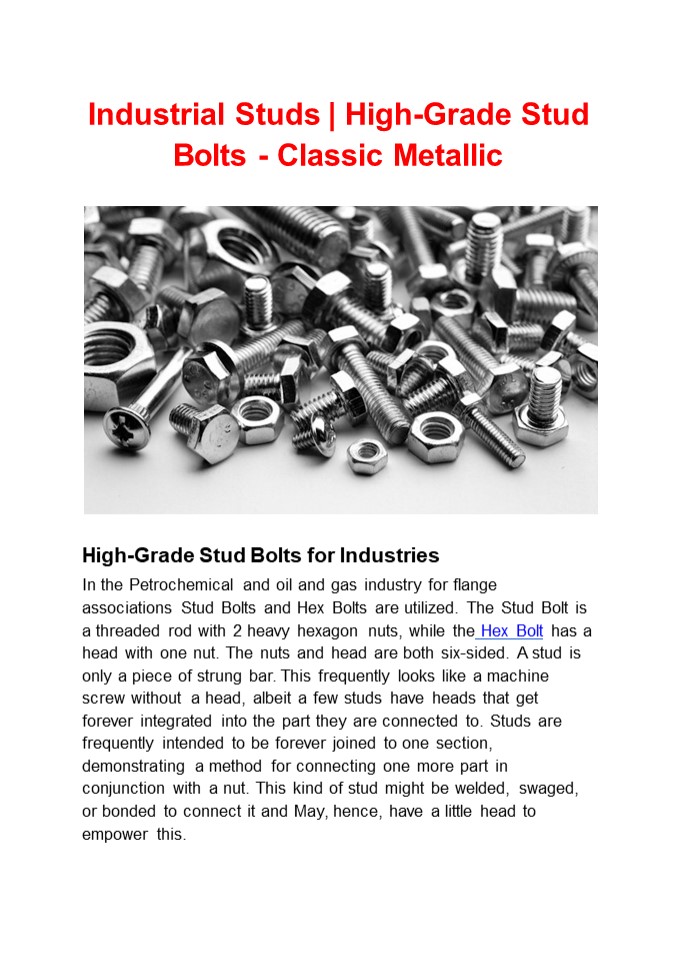 High-Grade Industrial Studs Bolts - Classic Metallic presentation | free to download