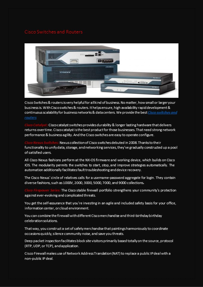 Cisco Switches and Routers in Singapore presentation | free to download