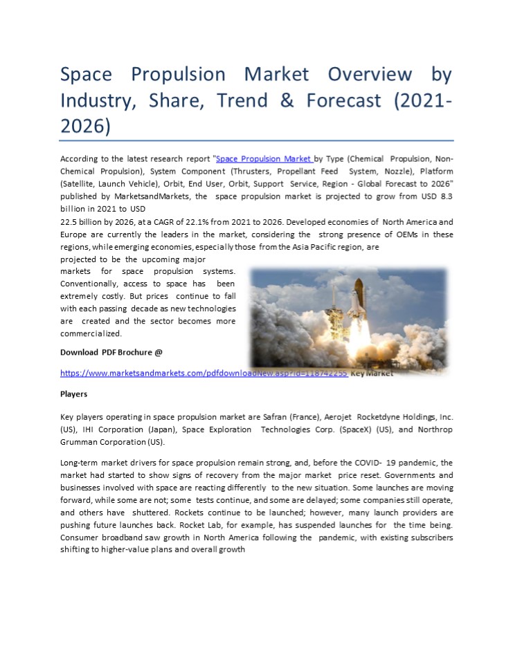 Space Propulsion Market Overview by Industry, Share, Trend & Forecast ...