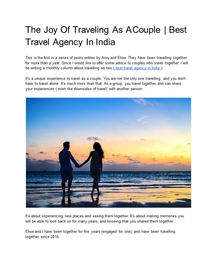 The Joy Of Traveling As A Couple | Best Travel Agency In India ...