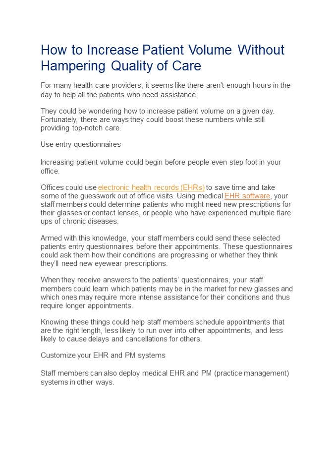 How to Increase Patient Volume Without Hampering Quality of Care ...