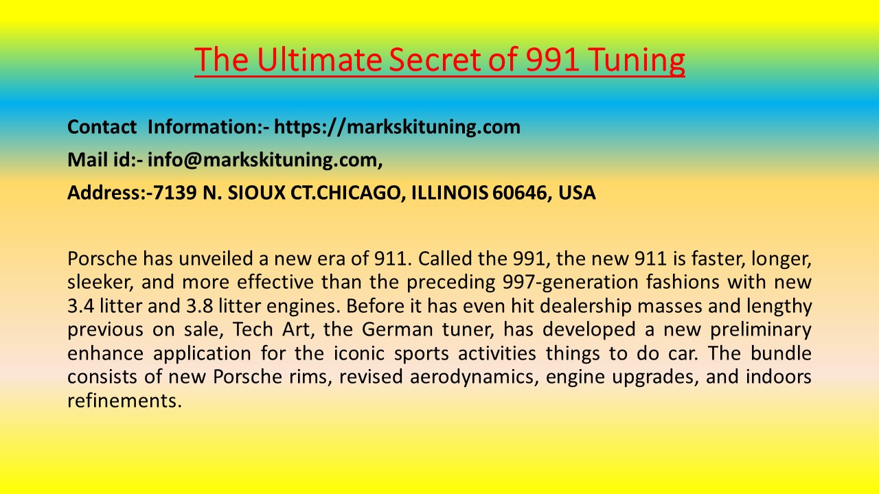 The Ultimate Secret of 991 Tuning presentation | free to download