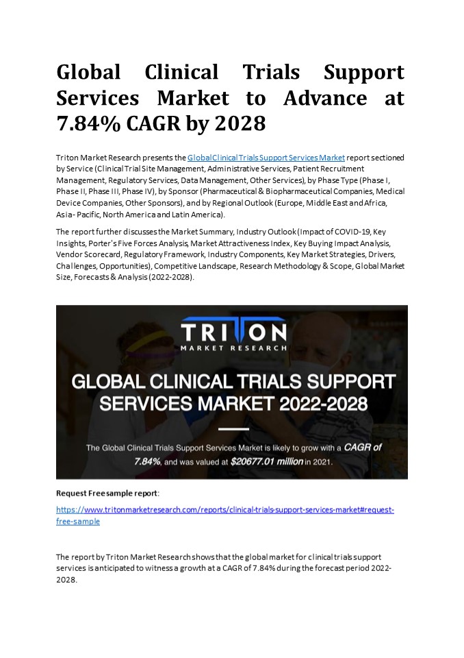 Global Clinical Trials Support Services Market to Advance at 7.84% CAGR ...