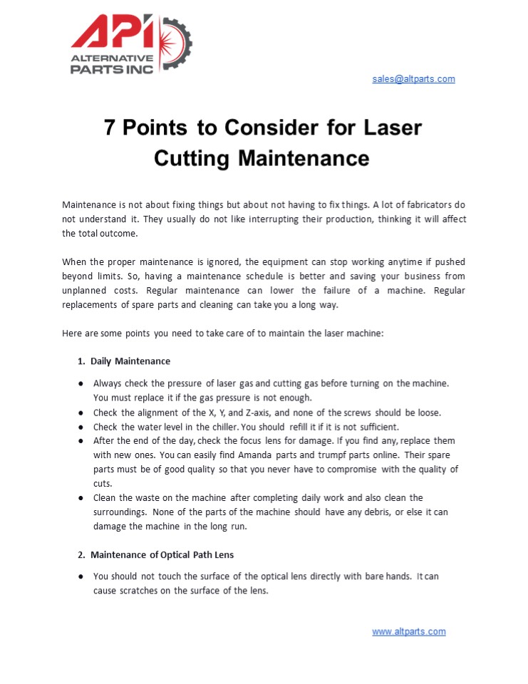 7 Points to Consider for Laser Cutting Maintenance presentation | free ...