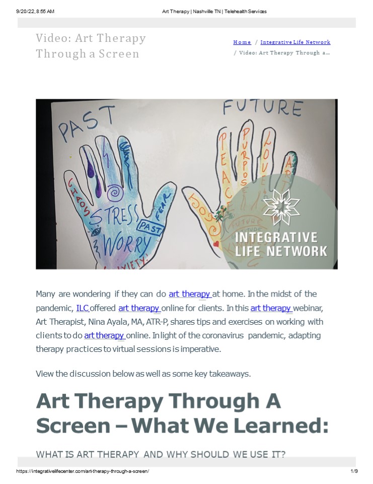 Video: Art Therapy Through a Screen presentation | free to download