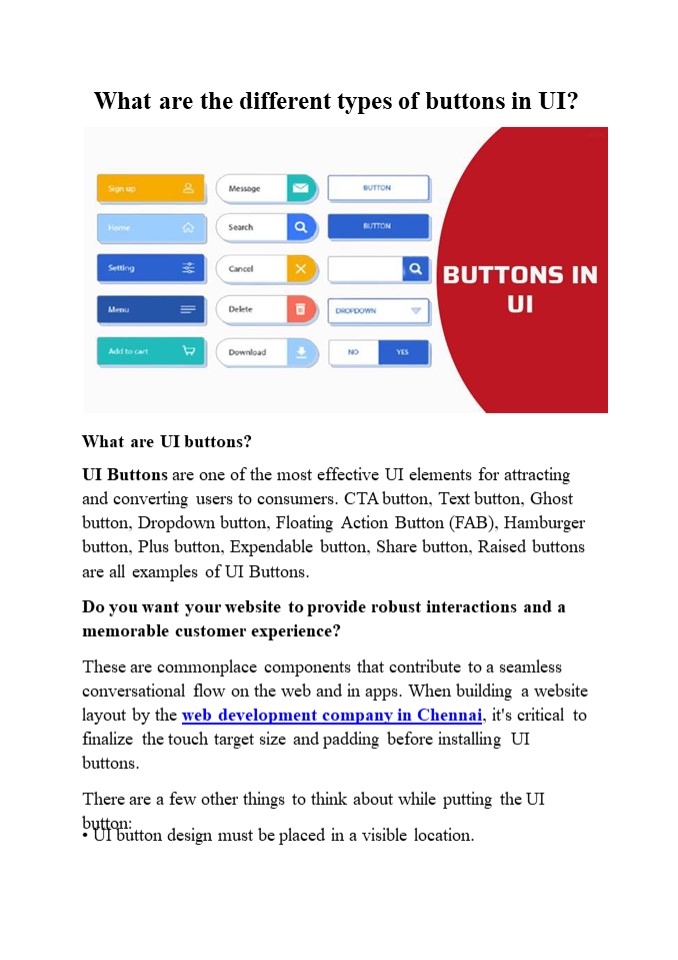 What are the different types of buttons in UI? presentation | free to download