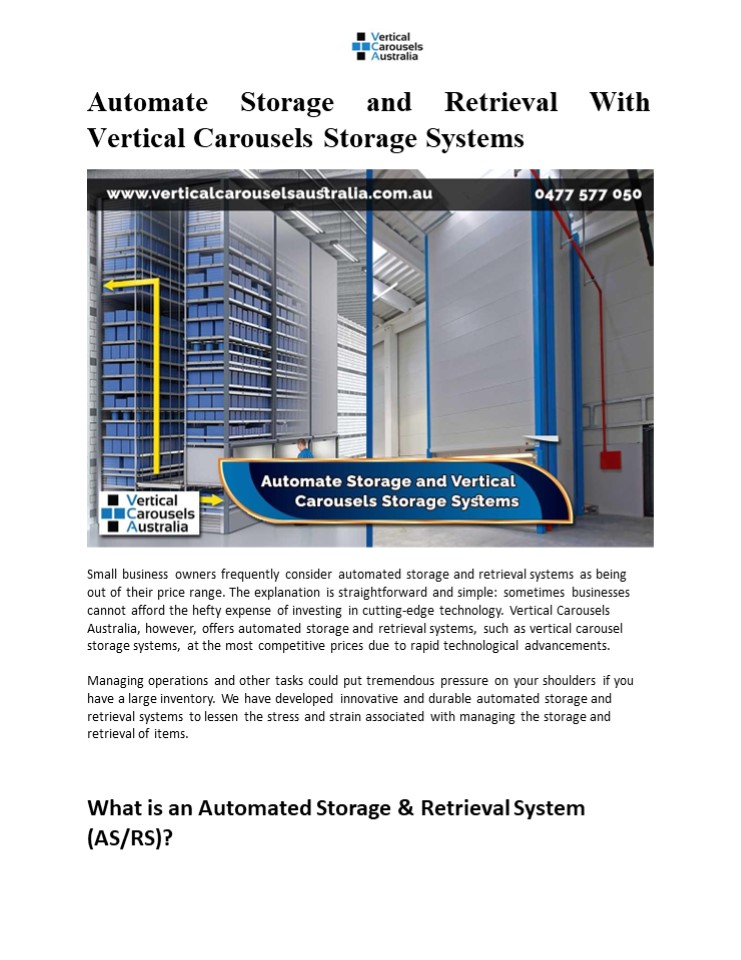 PPT – Automate Storage and Retrieval With Vertical Carousels Storage ...