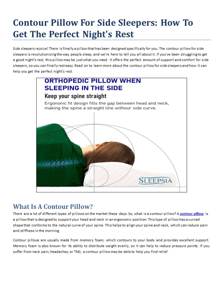 Contour Pillow For Side Sleepers: How To Get The Perfect Night's Rest ...
