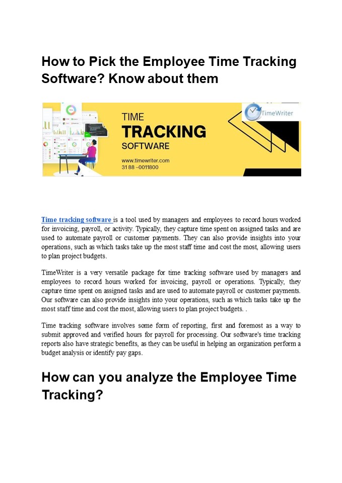 How to Pick the Employee Time Tracking Software? Know about them ...