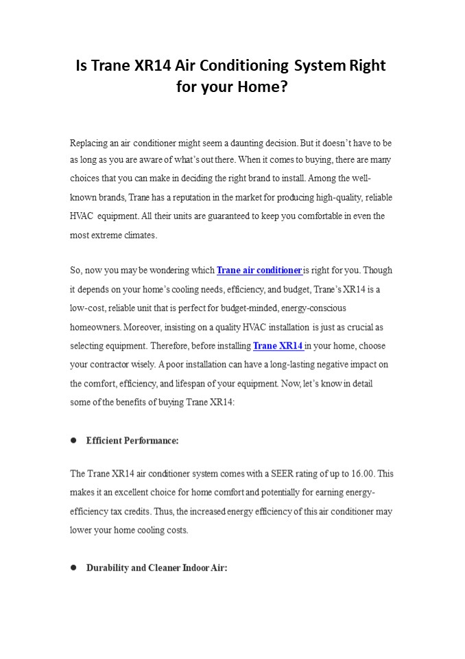 Trane Air Conditioners presentation | free to download