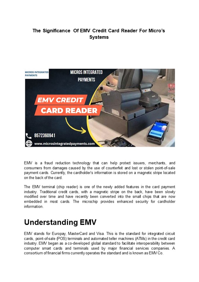 The Significance Of EMV Credit Card Reader For Micro’s Systems ...