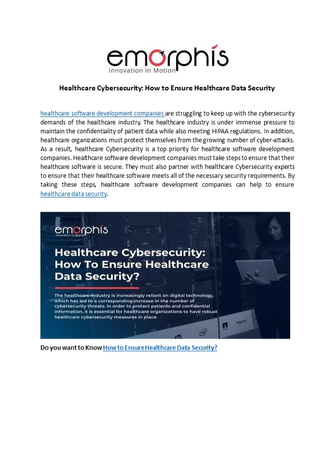 Healthcare Cybersecurity How To Ensure Healthcare Data Security