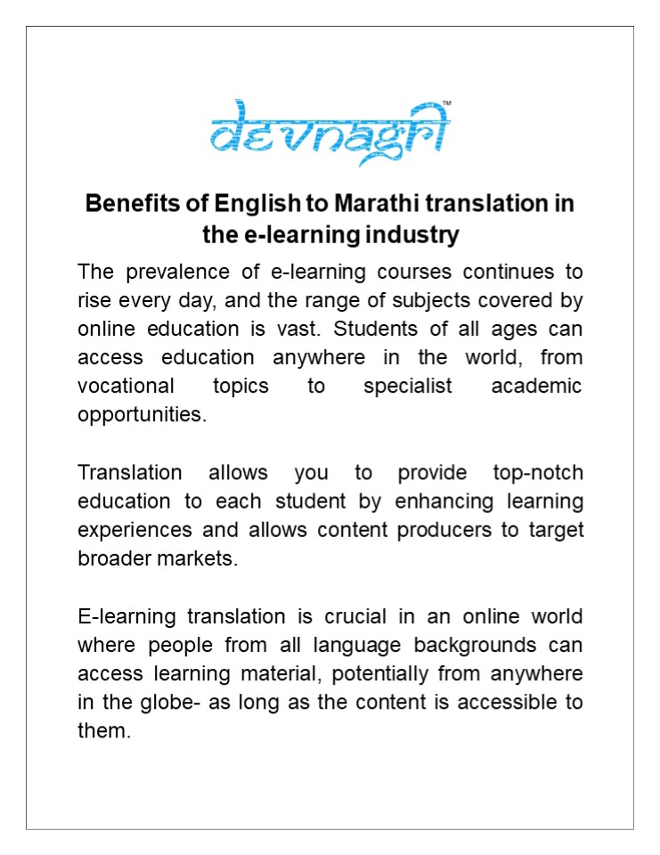 Benefits of English to Marathi translation in the e-learning industry ...
