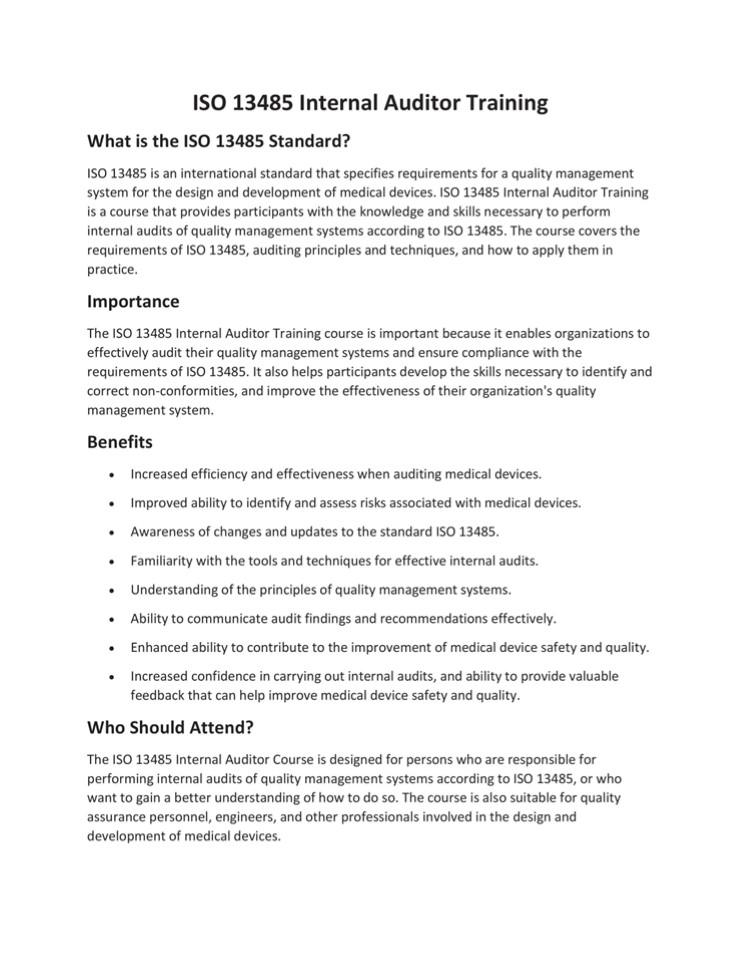 ISO 13485 Internal Auditor Training presentation | free to download