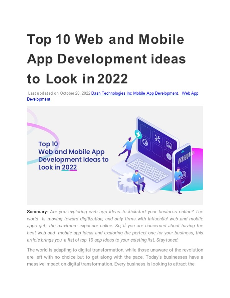 PPT – Top 10 Web and Mobile App Development ideas to Look in 2022 PowerPoint presentation | free ...