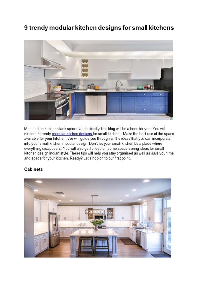 9 trendy modular kitchen designs for small kitchens | Interior Designer ...
