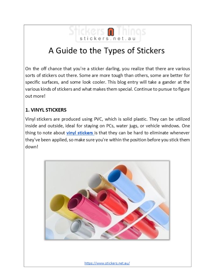 A Guide to the Types of Stickers presentation | free to download