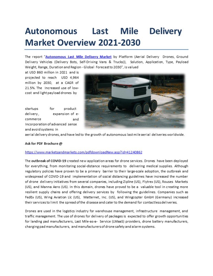 PPT – Autonomous Last Mile Delivery Market Overview 2021-2030 PowerPoint presentation | free to ...