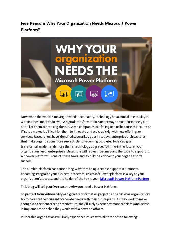Five Reasons Why Your Organization Needs Microsoft Power Platform ...