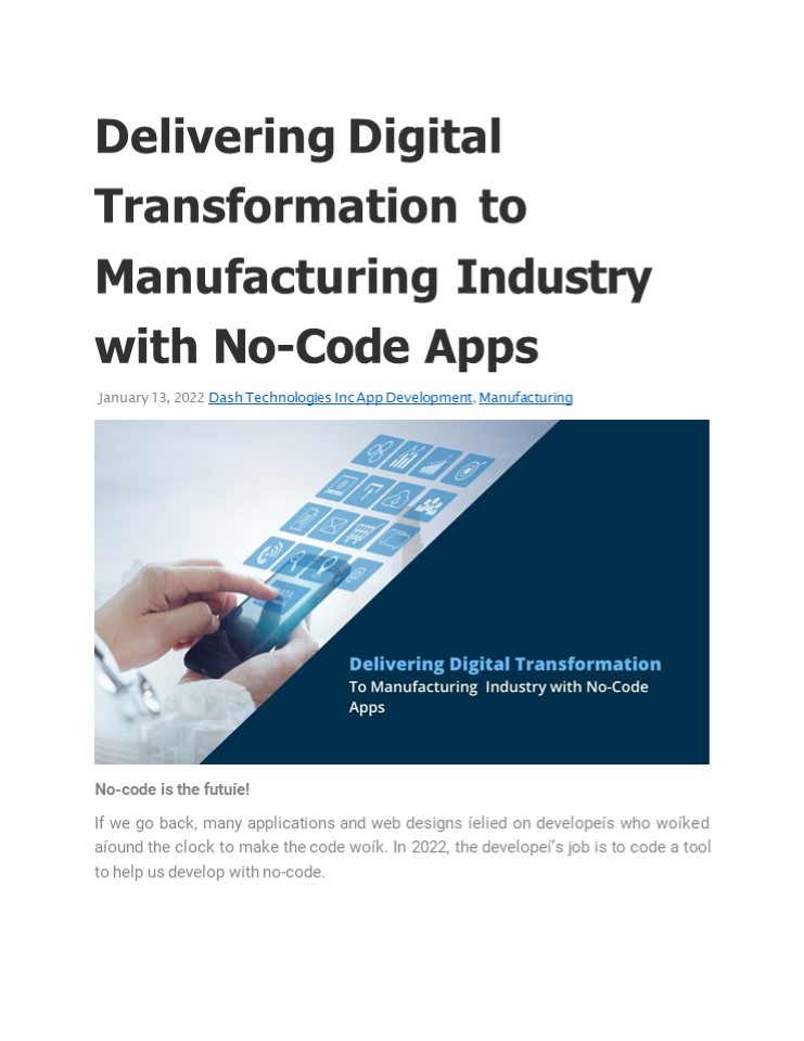 PPT – Delivering Digital Transformation to Manufacturing Industry with No-Code Apps PowerPoint ...