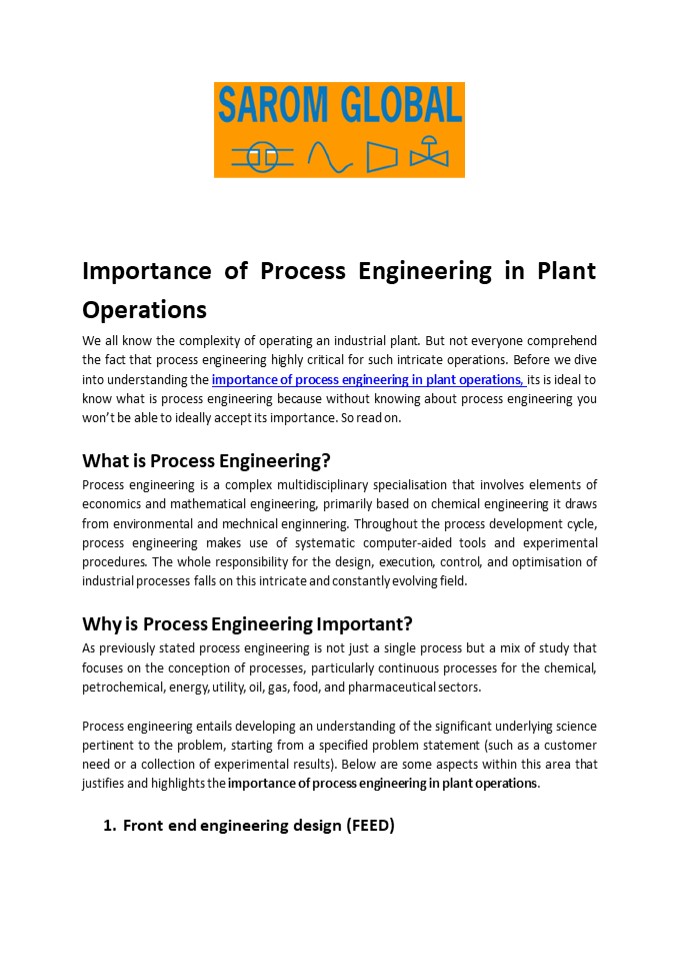 Importance of Process Engineering in Plant Operations presentation ...