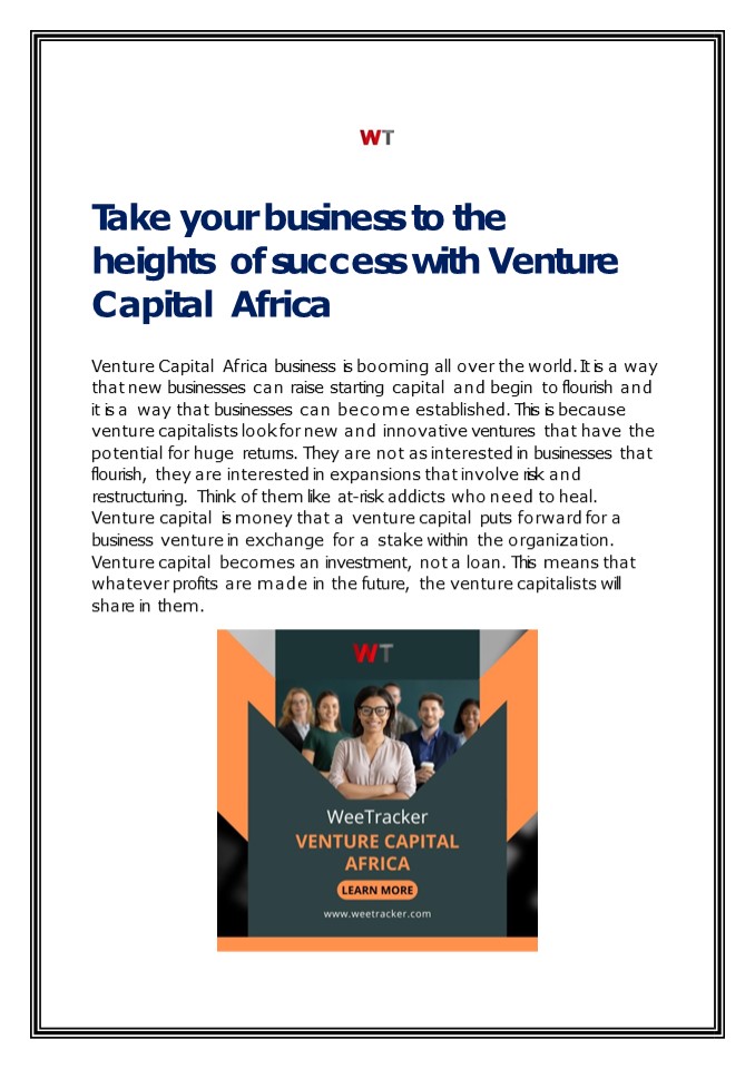 Take your business to the heights of success with Venture Capital ...