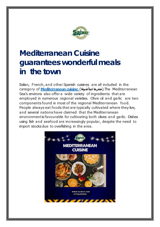 PPT – Mediterranean Cuisine guarantees wonderful meals in the town ...