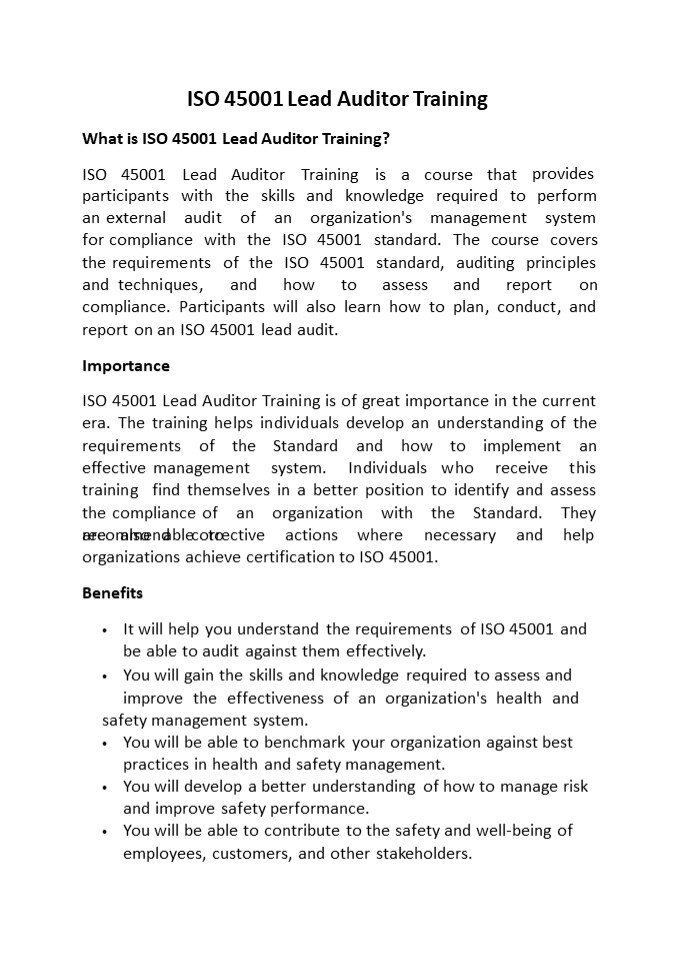 ISO 45001 Lead Auditor Training presentation | free to download