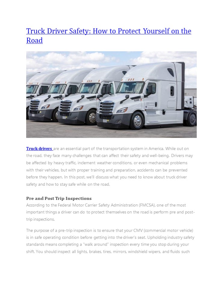 Truck Driver Safety: How to Protect Yourself on the Road presentation ...