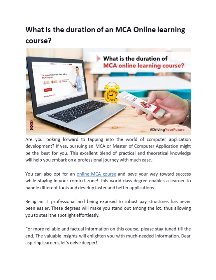 PPT – What Is the Duration of an MCA Online Learning Course? PowerPoint ...