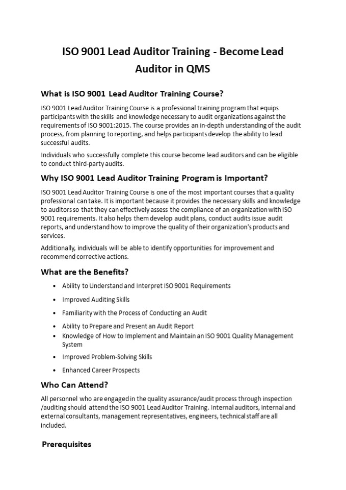 ISO 9001 Lead Auditor Training presentation | free to download