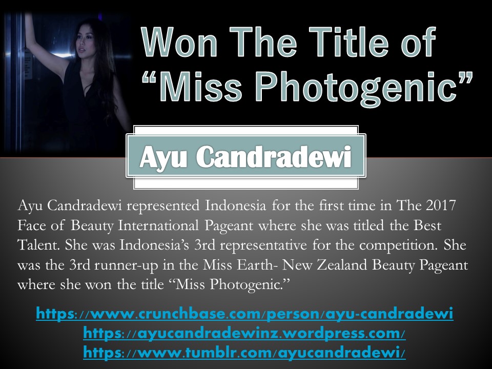 PPT – Ayu Candradewi - Won The Title of “Miss Photogenic” PowerPoint ...