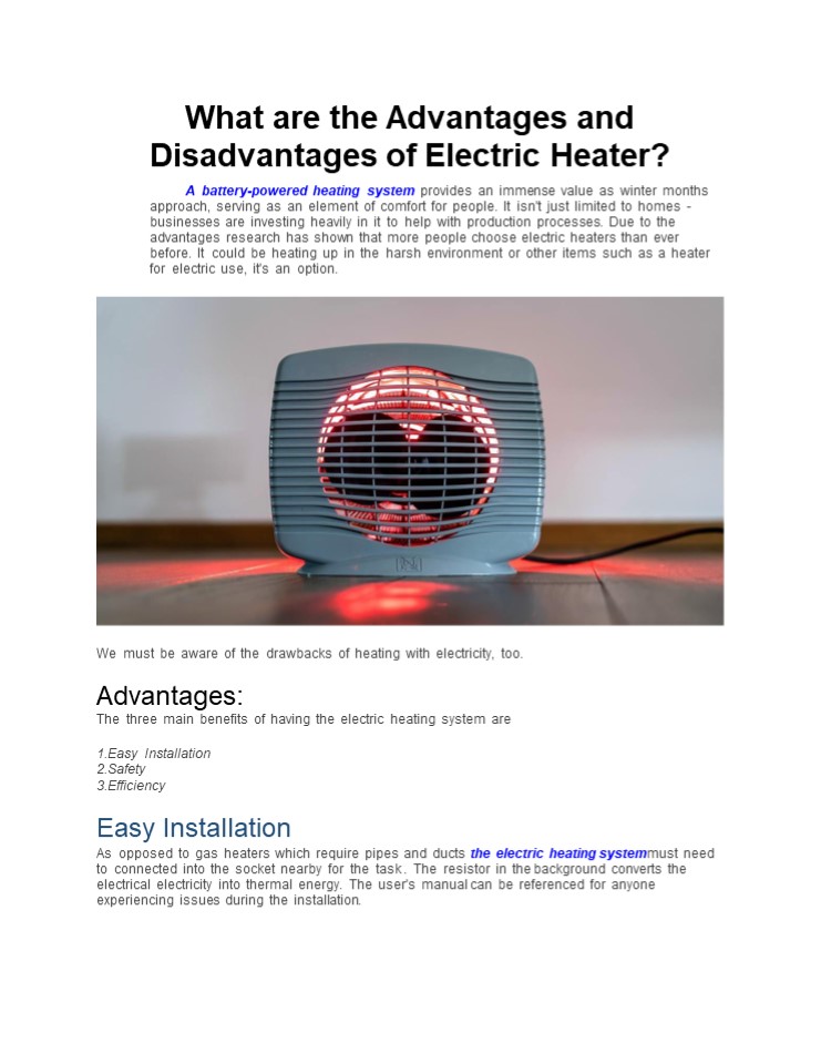What are the Advantages and Disadvantages of Electric Heater ...