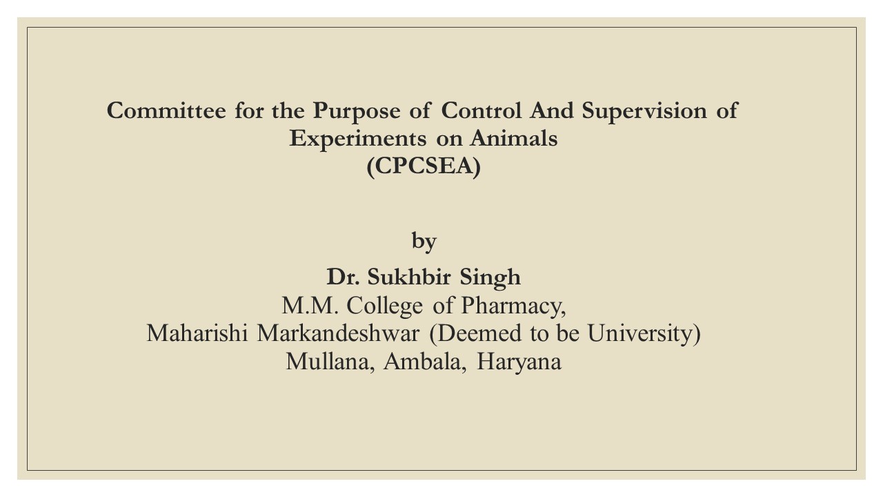 Committee for the Purpose of Control And Supervision of Experiments on ...