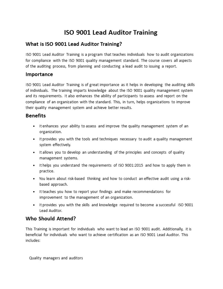 PPT – ISO 9001 lead auditor training PowerPoint presentation | free to ...