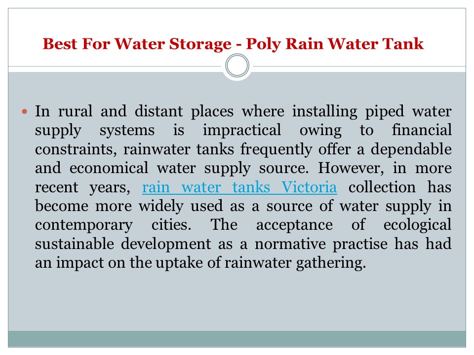 Best For Water Storage - Poly Rain Water Tank presentation | free to ...